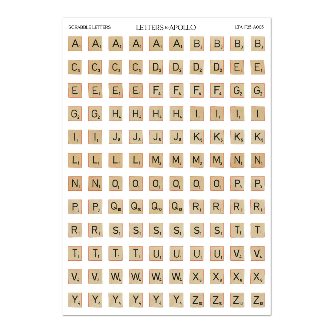 SCRABBLE LETTERS – Letters to Apollo